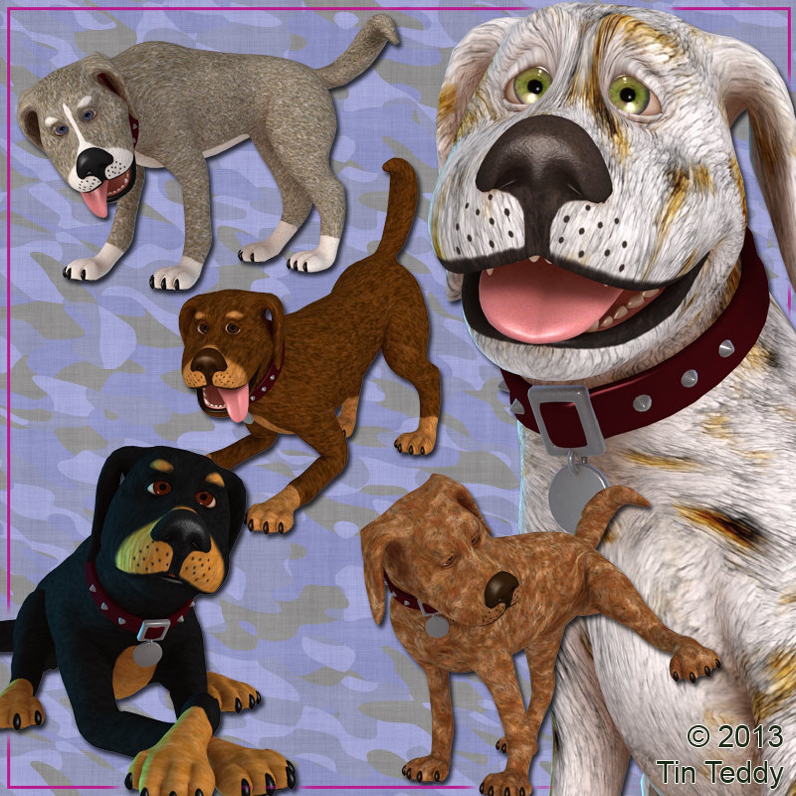 Hound Dogs 12 Digital Clip Art Images of Slightly Scruffy Mutts for ...