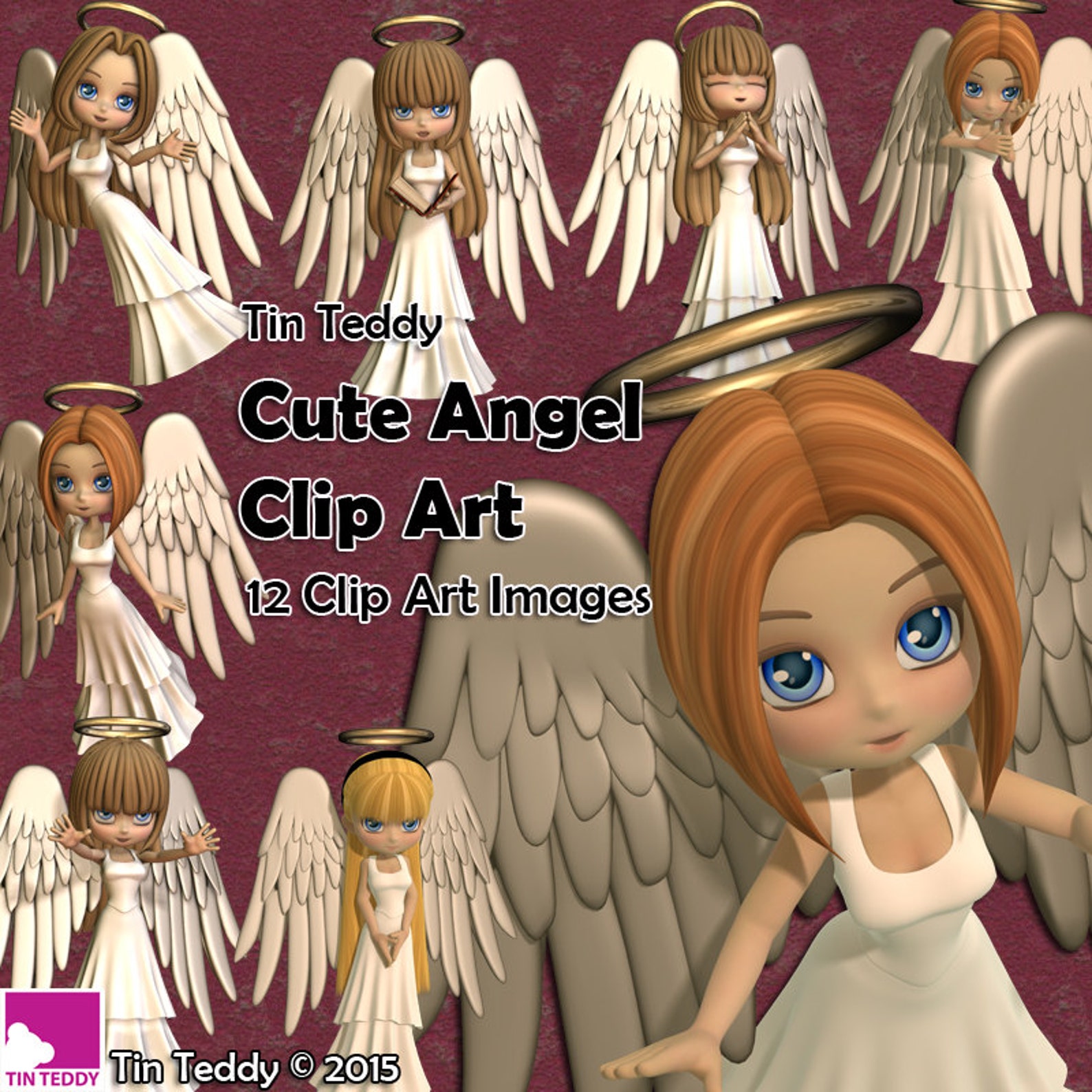 Cute Angel Clip Art - 12 Digital Images of a Little Angel for Crafting ...