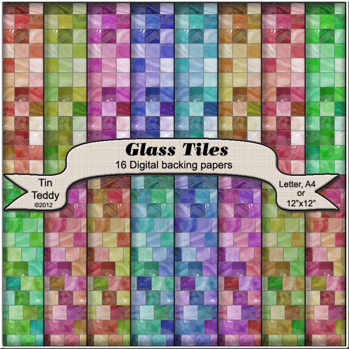 Glass Tile Digital Papers 16 Printable Backgrounds for Scrapbooking ...