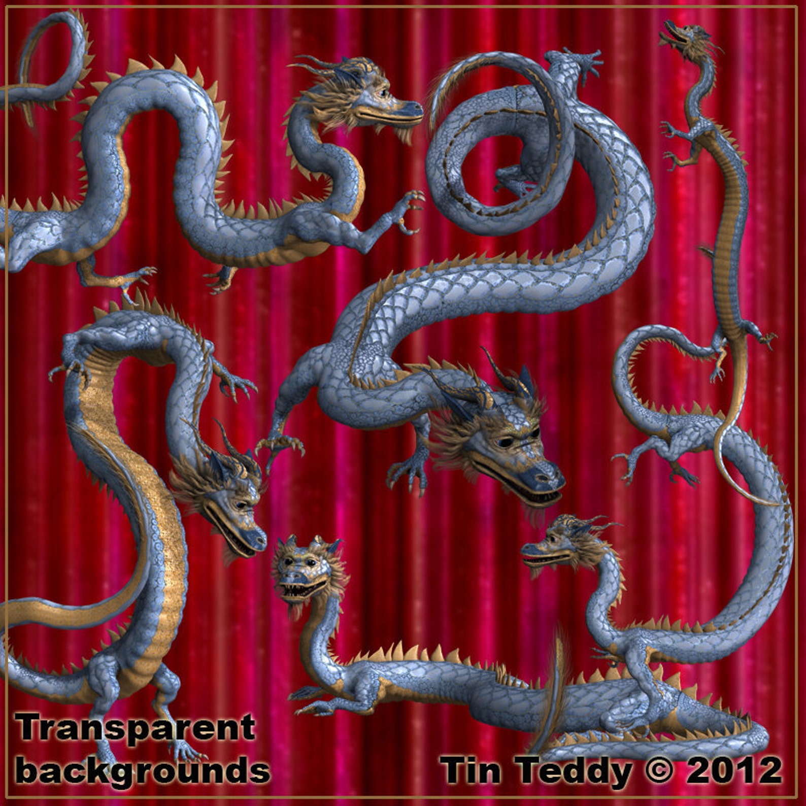 Chinese Dragons Digital Clip Art - Original Images for Scrapbooking ...