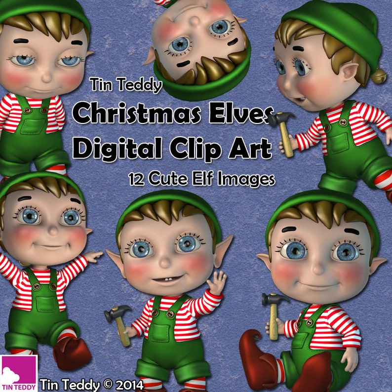 Christmas Elves Clip Art 12 Cute Digital Clip Art Images of | Etsy