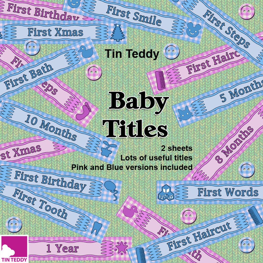 Baby Titles Printable Digital Collage Sheets - 2 Sheets of Handy 6 ...
