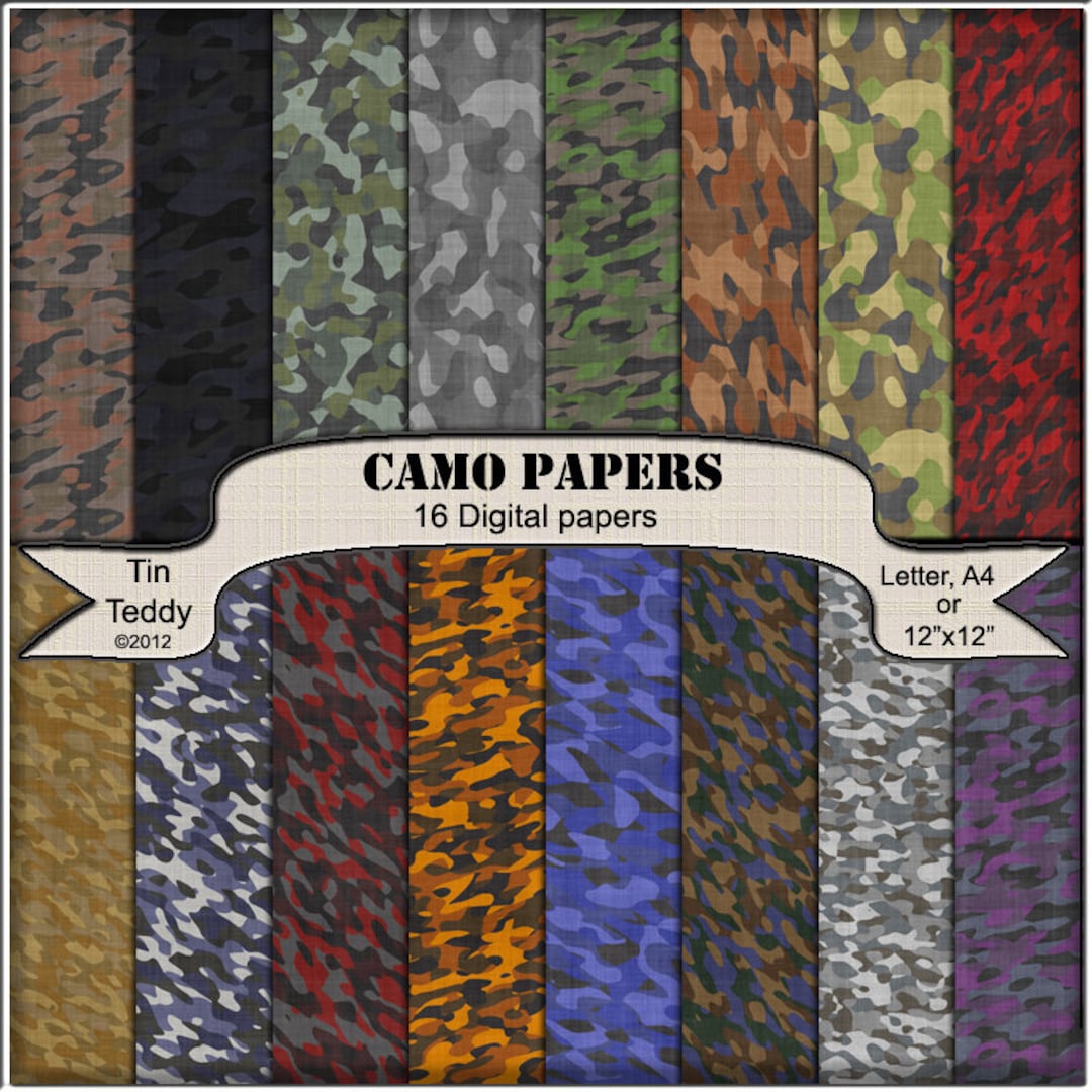 Camo Paper 16 Camouflage Paper Digital Backgrounds for Scrapbooks Card ...