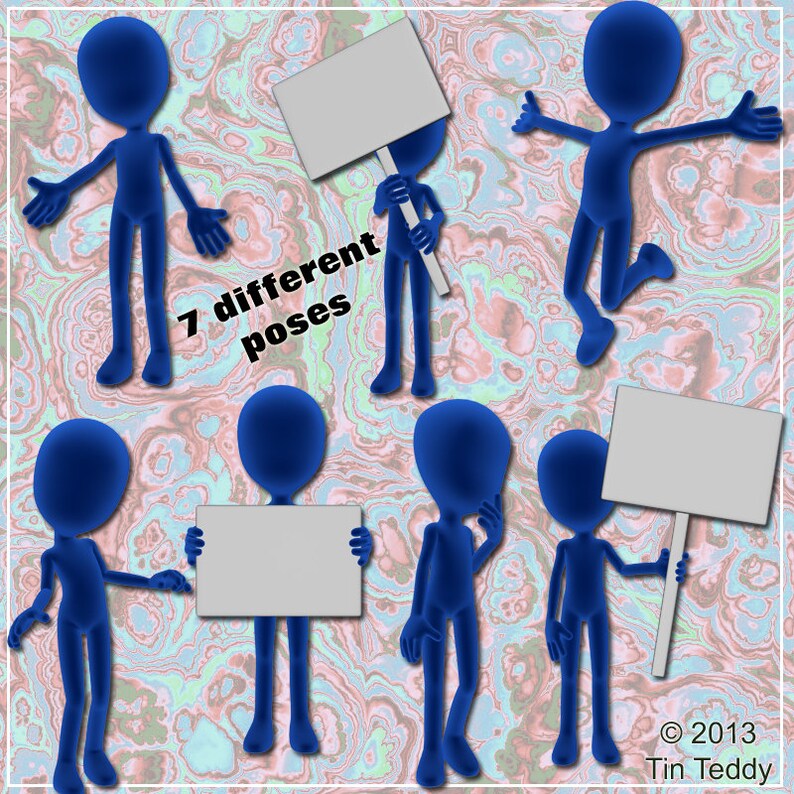 Stick Men 28 Digital Images With Signs for Scrapbooks, Card Making and ...