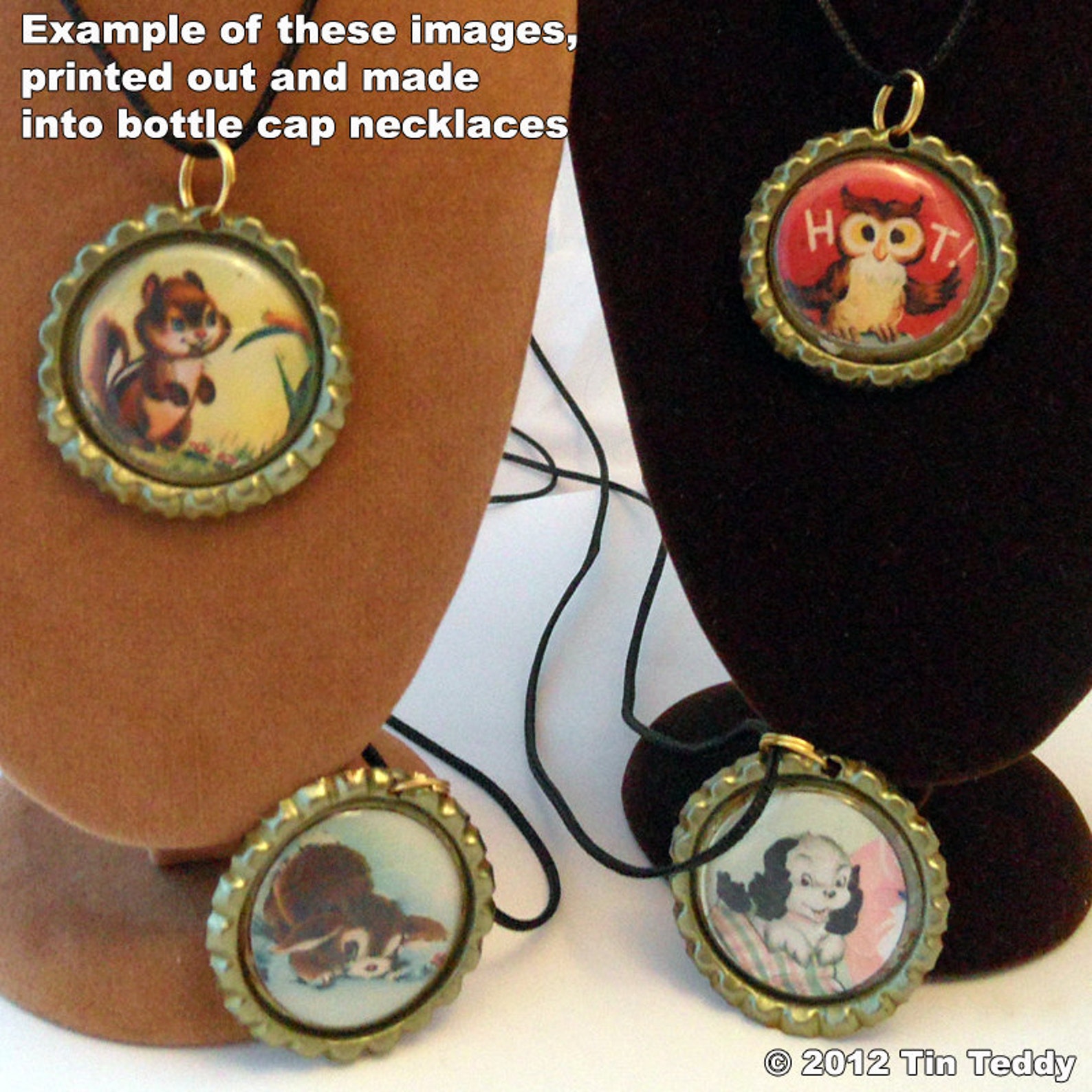 Vintage Cute Animals Digital Collage Sheet - 1 Inch Animal Circles X 48 ...