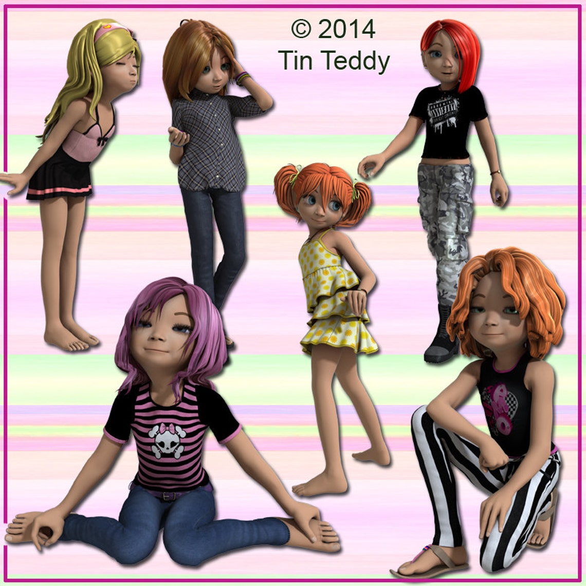 Tween Girls Clip Art 12 Digital Images of Cute Little Toon - Etsy Canada