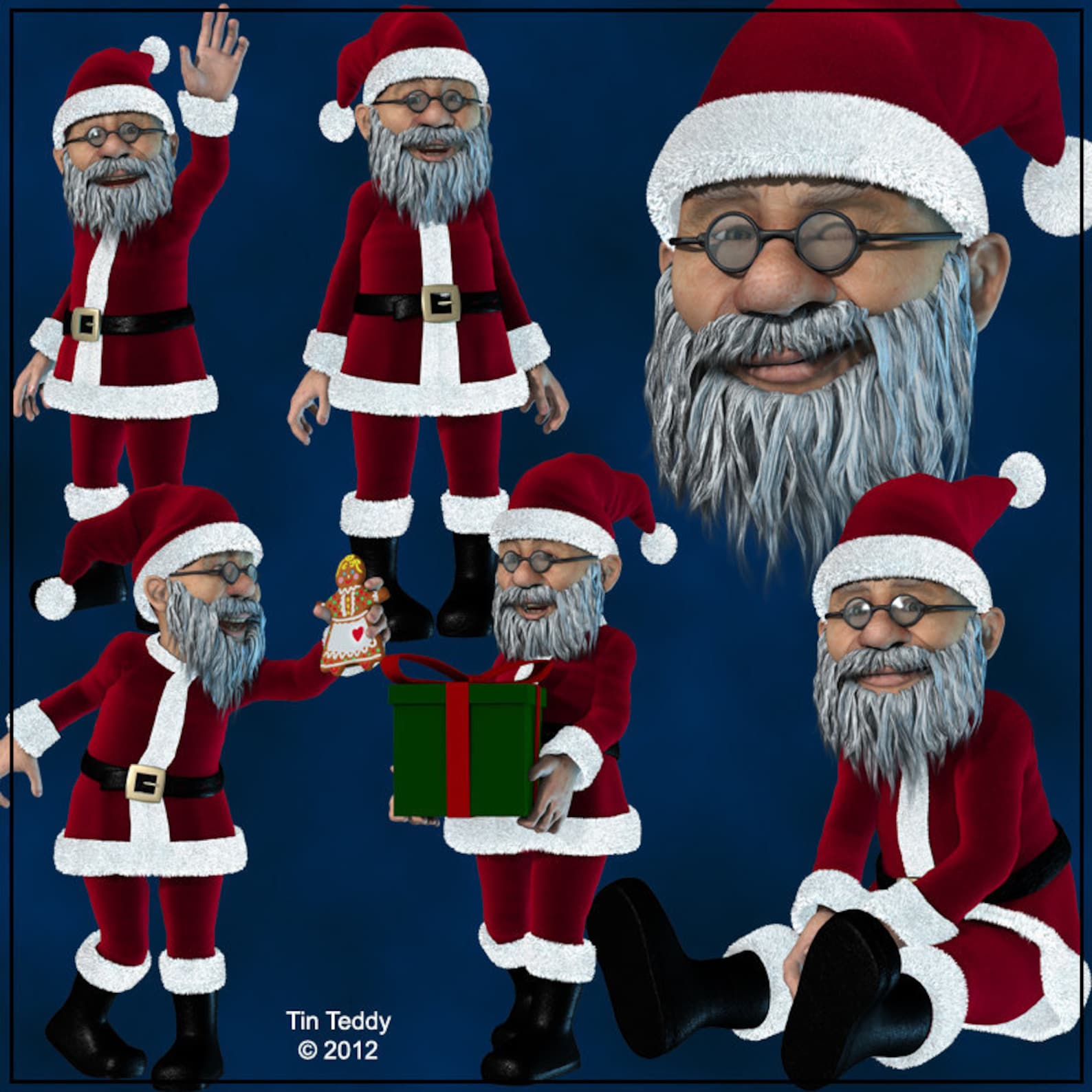Happy Santa Clip Art Digital - 12 Printable Pictures of Santa Claus or ...