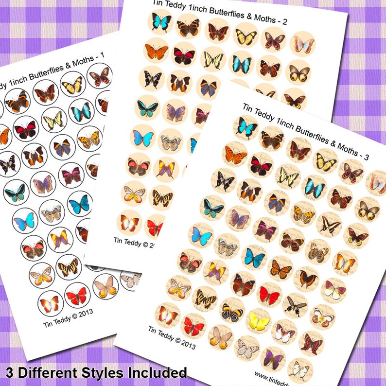 Butterflies and Moths Digital Collage Sheet - 1 Inch Circles X 48 ...