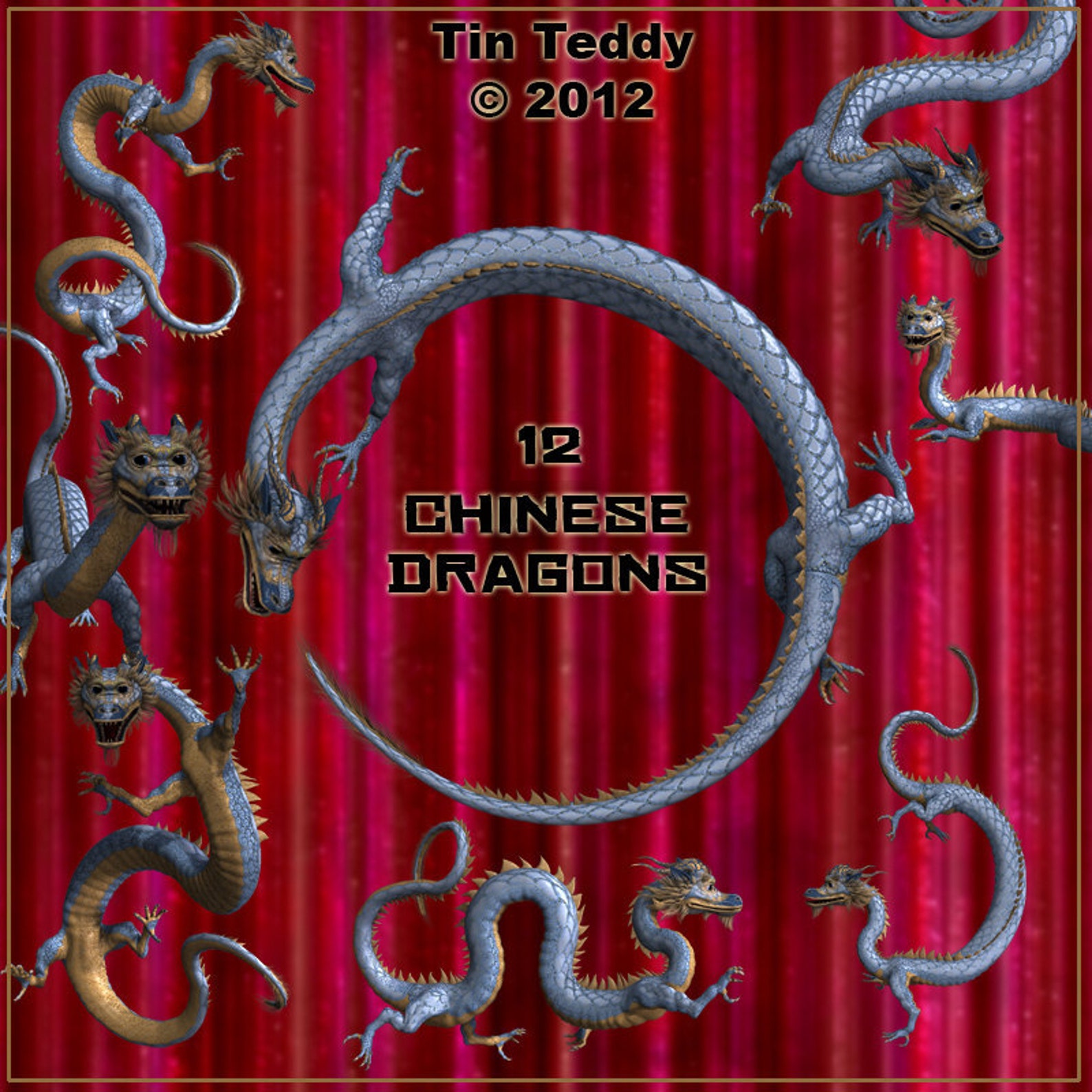 Chinese Dragons Digital Clip Art - Original Images for Scrapbooking ...