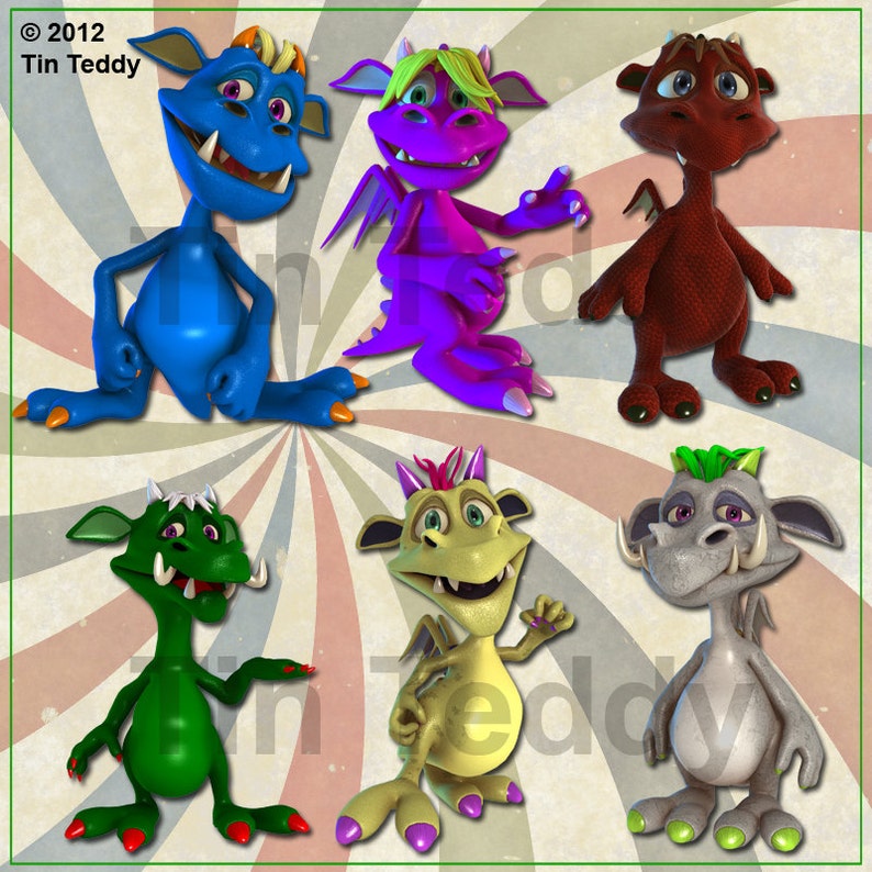 Little Monsters Digital Clip Art 12 Cute Printable Images of - Etsy