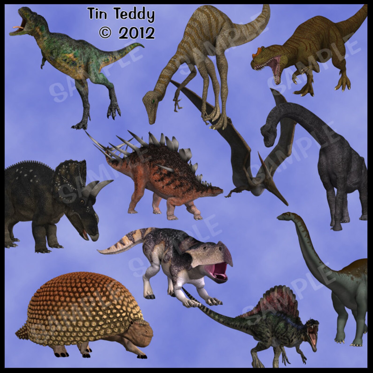 Dinosaurs Digital Clip Art - 12 Prehistoric Images for Scrapbooking ...
