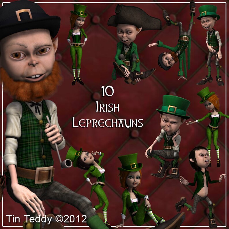 Irish Leprechauns Clip Art, Digital Clipart for Scrapbooking, Card ...