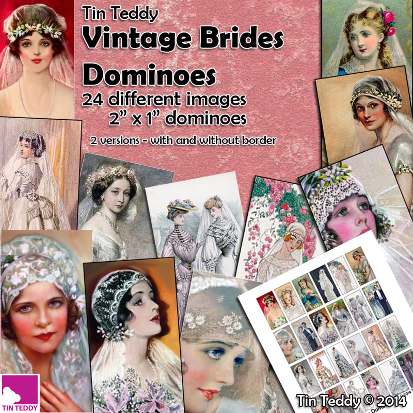 Vintage Brides Dominoes Digital Collage Sheet 2 X 1 Domino Size Tags X
