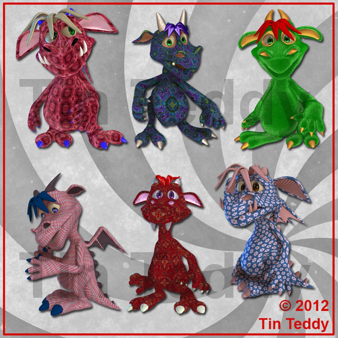 Plushy Little Monsters 12 Digital Images of Very Cuddly Monsters for ...