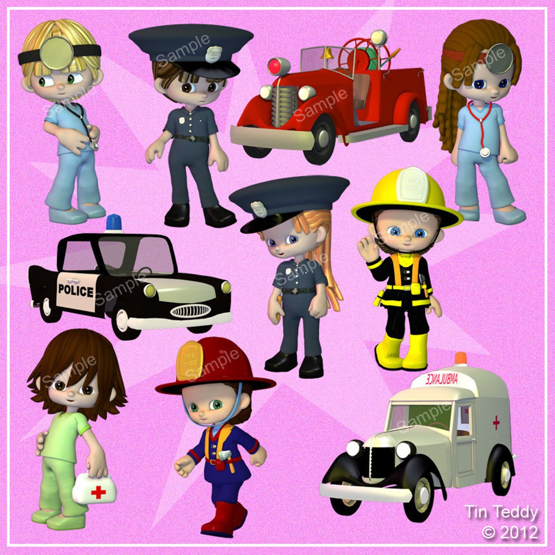 Emergency Services Digital Clip Art 10 Clipart Images of Police, Fire ...