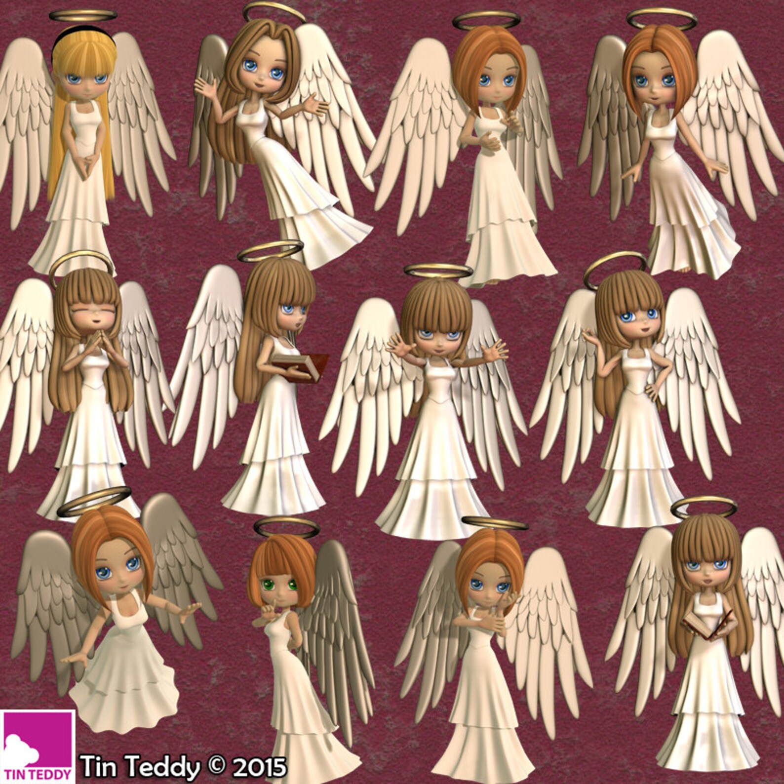 Cute Angel Clip Art - 12 Digital Images of a Little Angel for Crafting ...
