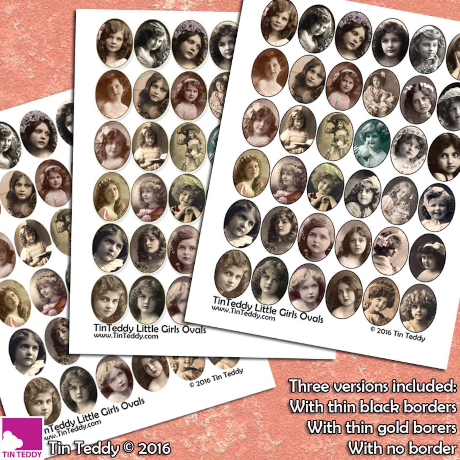 Little Girls Digital Collage Sheet 40mm X 30mm Child Ovals, 36 Vintage ...