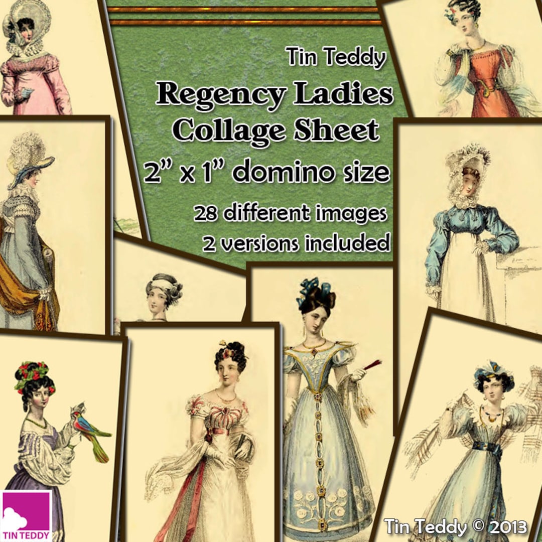 Regency Ladies Dominoes Digital Collage Sheet - 2" X 1" Domino Size ...