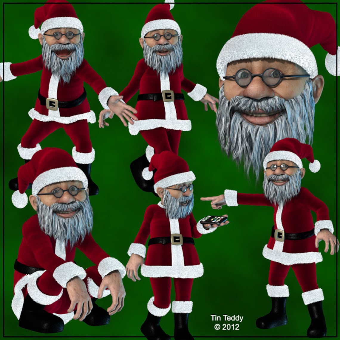 Happy Santa Clip Art Digital - 12 Printable Pictures of Santa Claus or ...