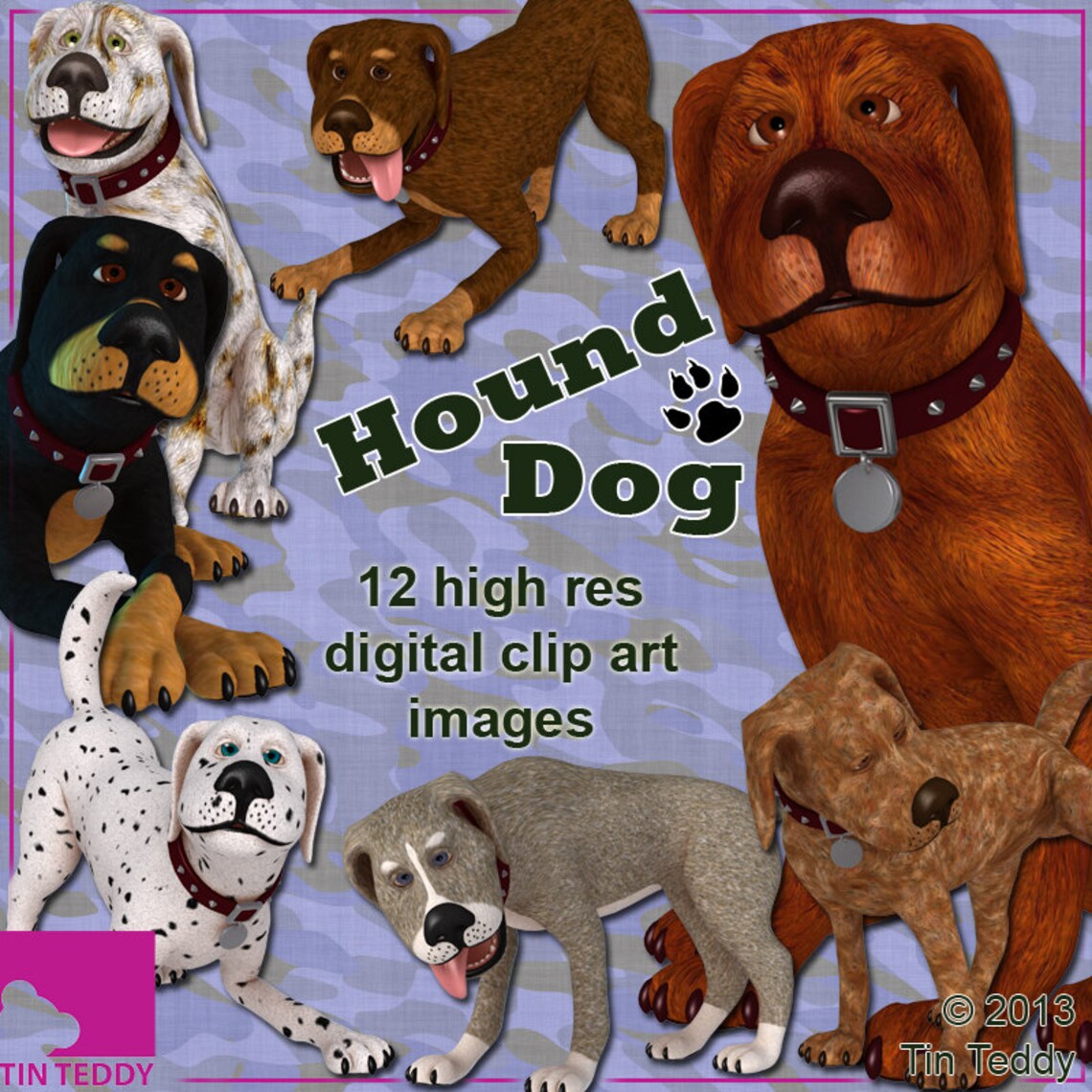 Hound Dogs 12 Digital Clip Art Images of Slightly Scruffy - Etsy