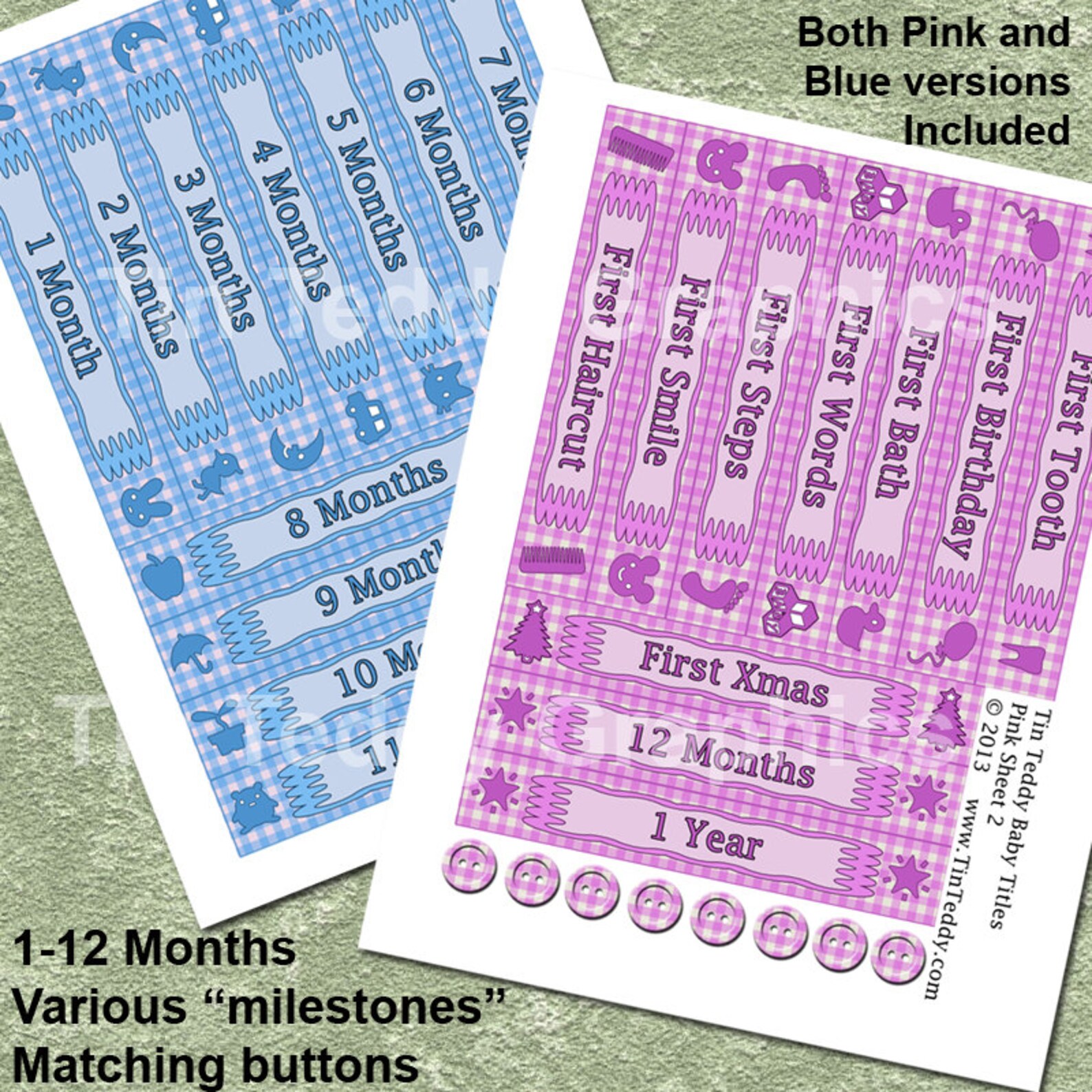 Baby Titles Printable Digital Collage Sheets - 2 Sheets of Handy 6 ...