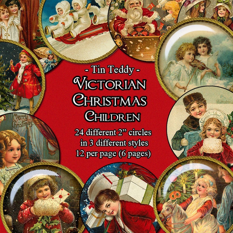 Victorian Christmas Children Printable Digital Collage Sheets - 24 ...