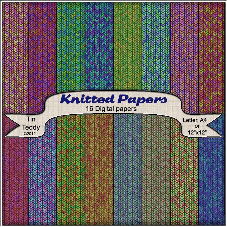 Knitted Digital Paper 16 Knit Effect Printable Backgrounds for ...
