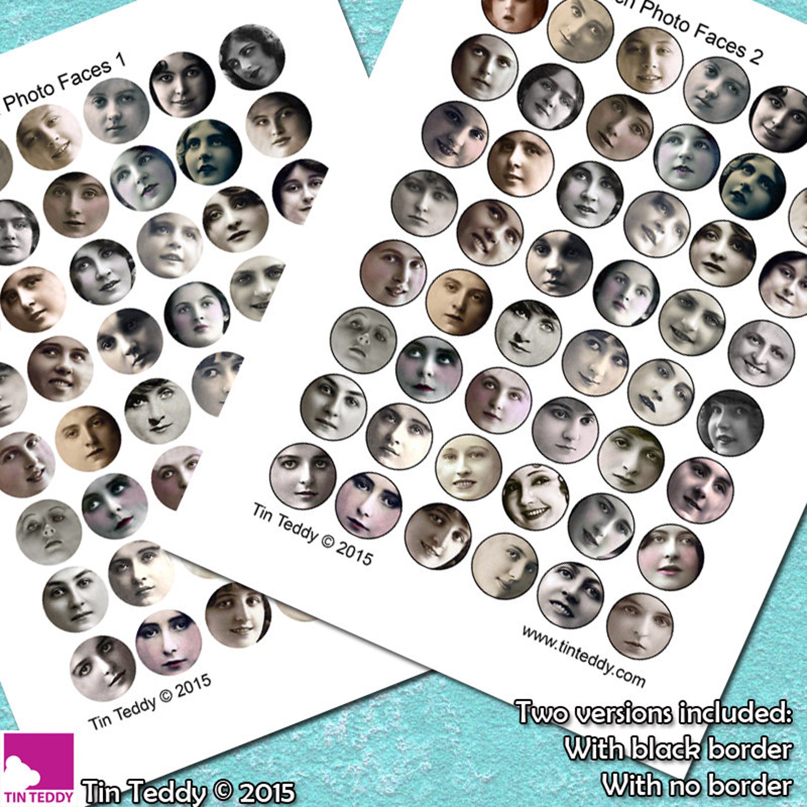 Photo Faces Printable Digital Collage Sheet - 1 Inch Face Circles X 48 ...