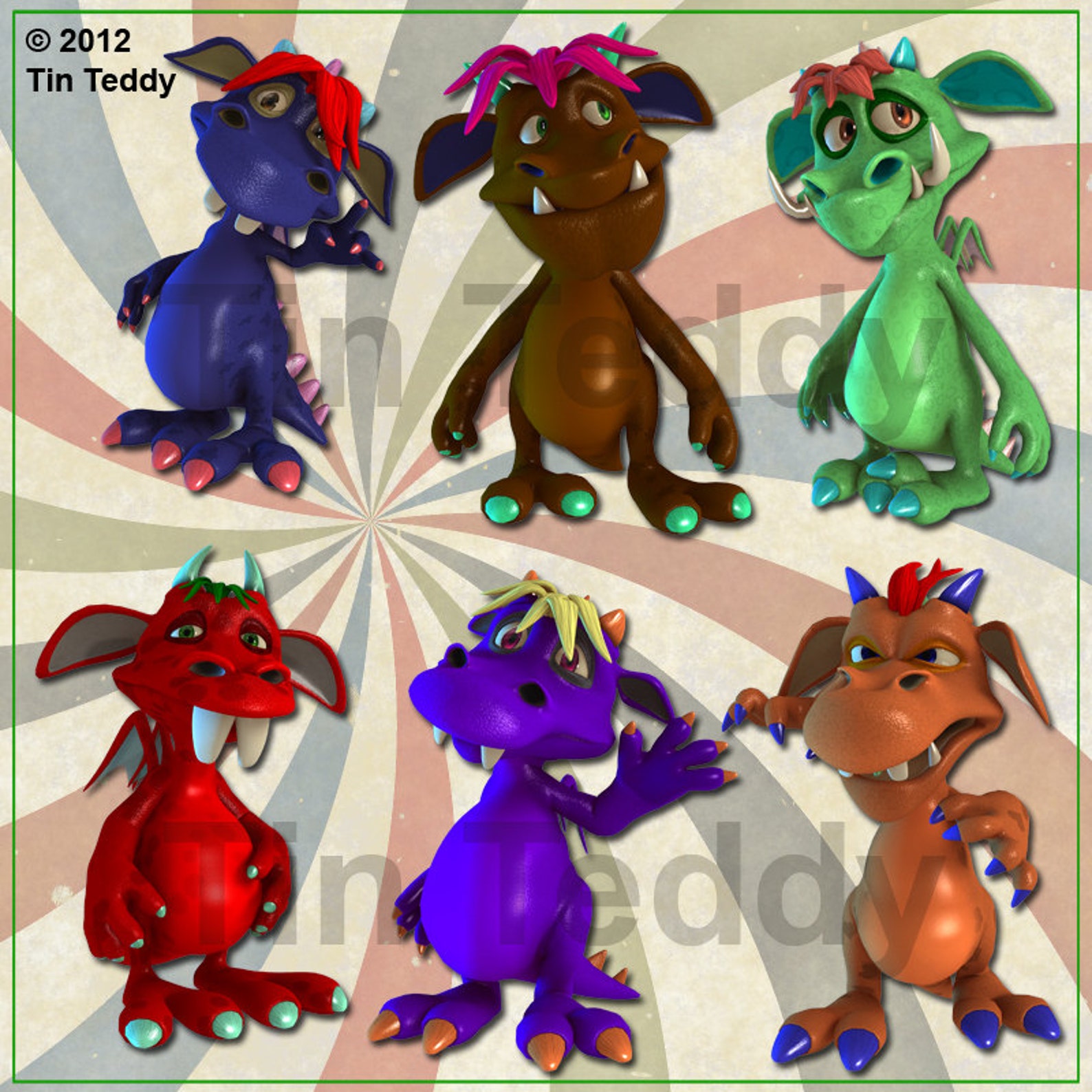 Little Monsters Digital Clip Art 12 Cute Printable Images of Cartoon ...