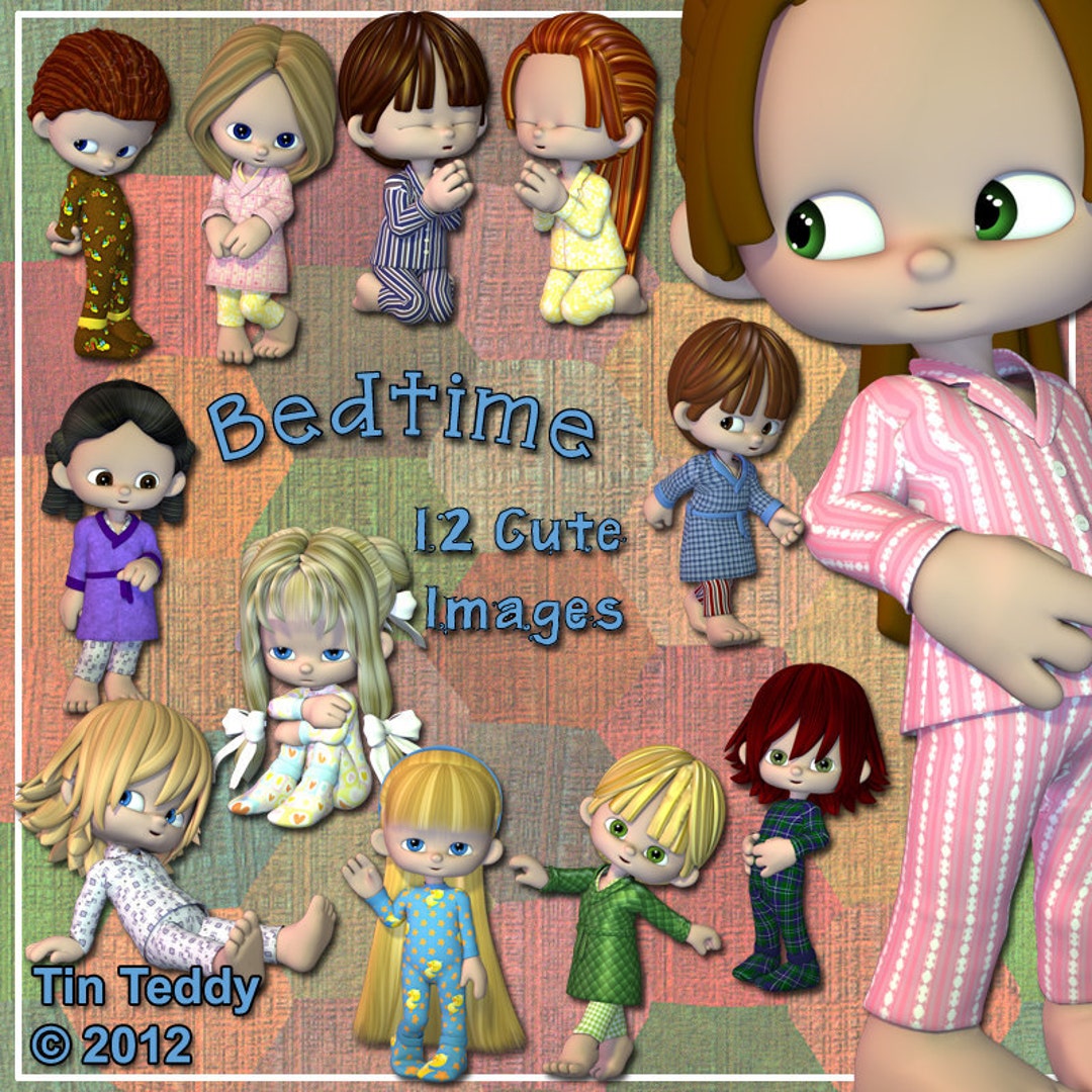 Bedtime Clip Art - Digital Clipart for Scrapbooking, Birthday Card ...