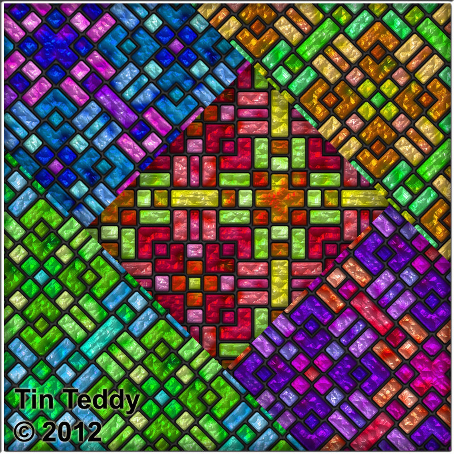 30s Stained Glass Digital Papers 16 Jewel Bright Backgrounds for ...