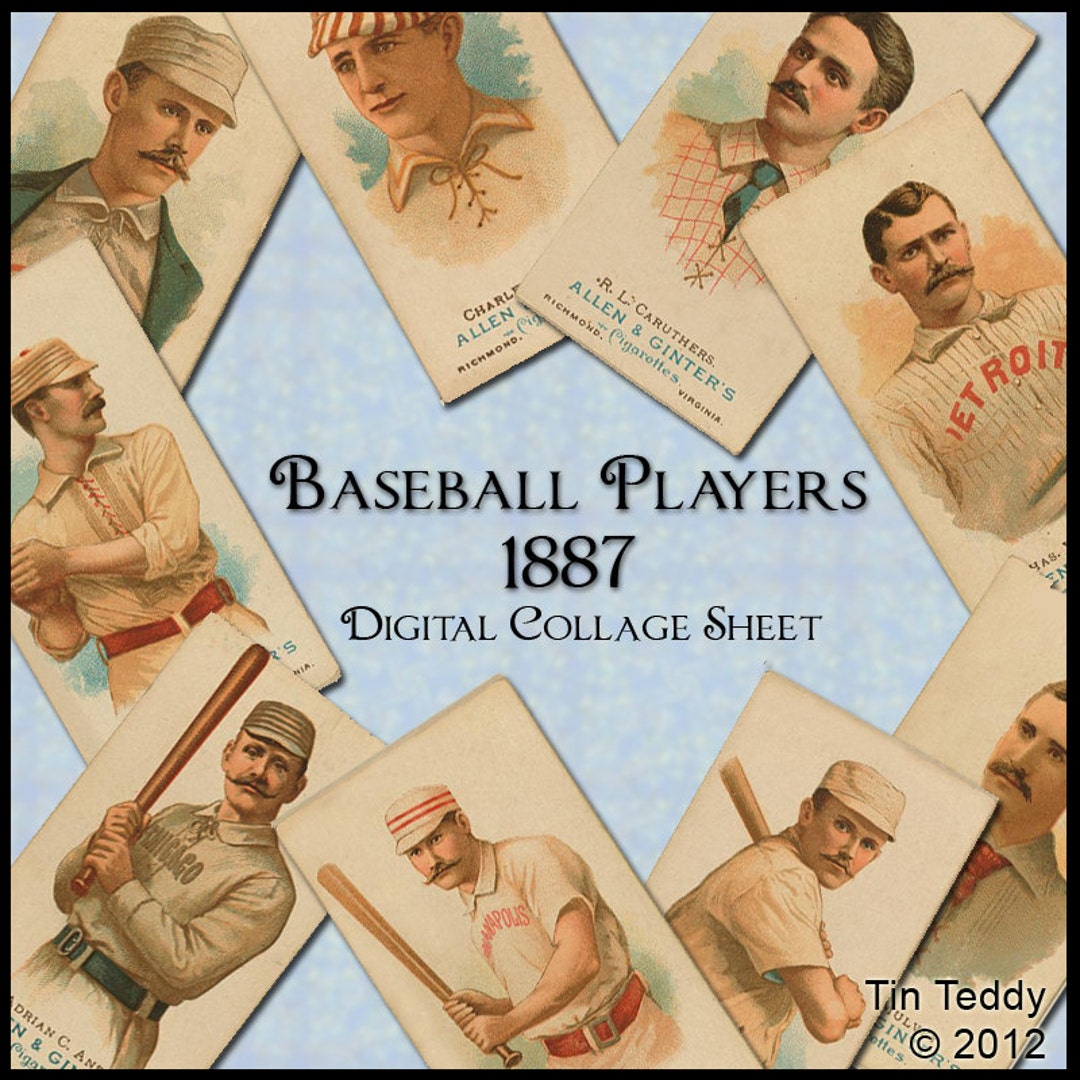 Baseball Players 1887 - Vintage Digital Collage Sheet - Instant ...