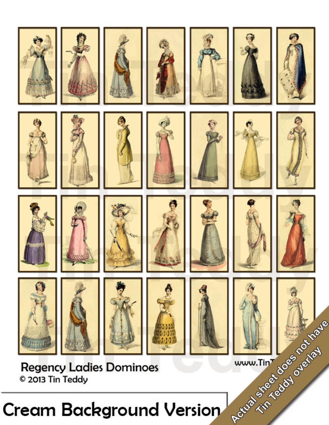 Regency Ladies Dominoes Digital Collage Sheet - 2" X 1" Domino Size ...