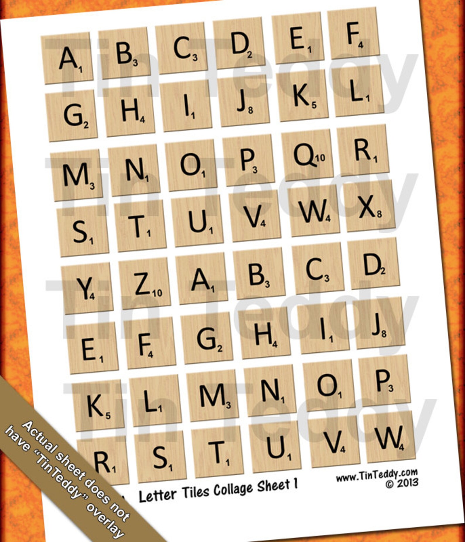 Letter Tiles Digital Collage Sheet - 1 Inch Squares Alphabet Tiles ...