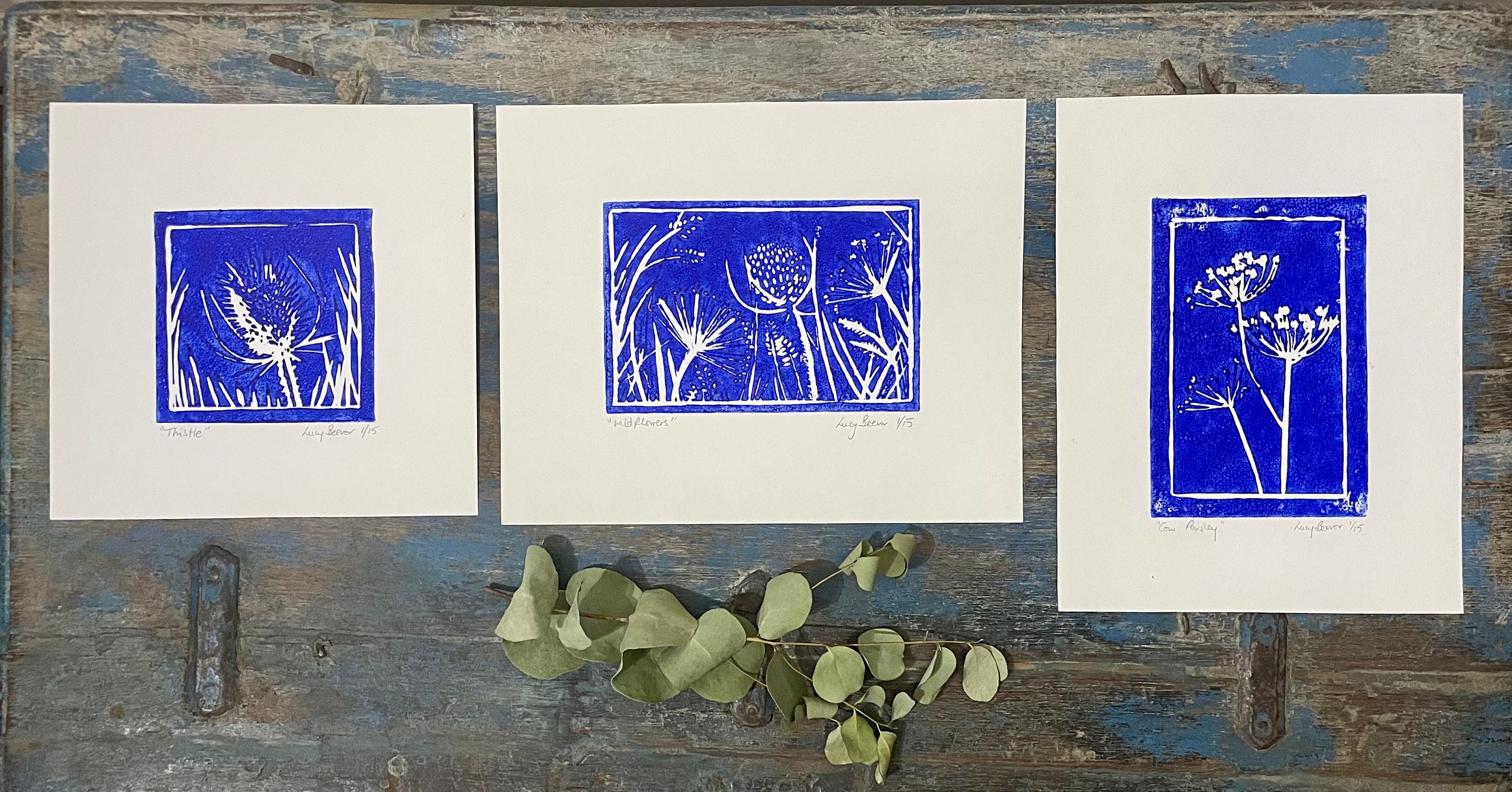 Wildflowers Lino Print Original Art. Botanical Folk Wall Art. Cow ...