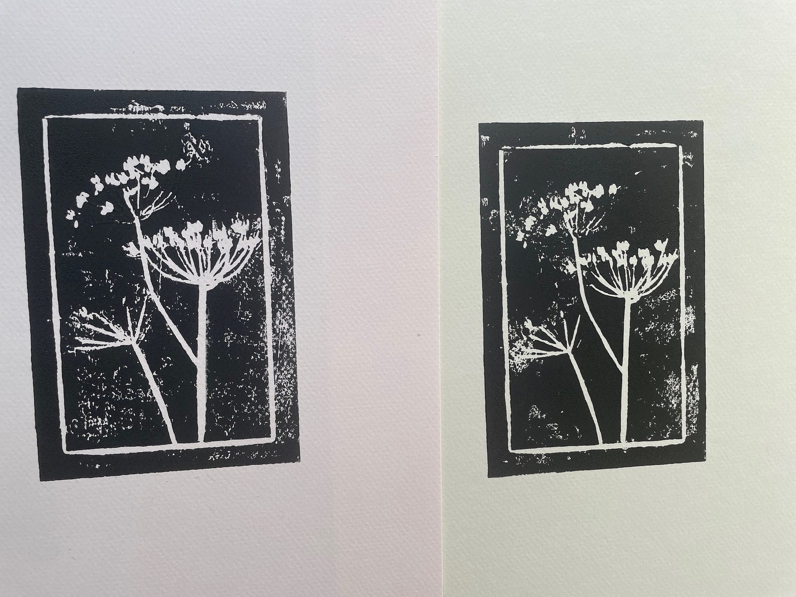 Wildflowers Lino Print Original Art. Botanical Folk Wall Art. Cow ...