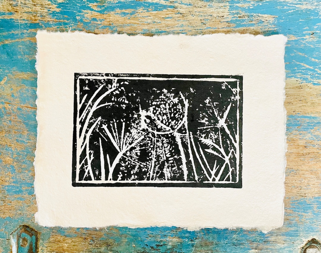 Original Wildflower Lino Print Art. Botanical Art. Original Meadow ...