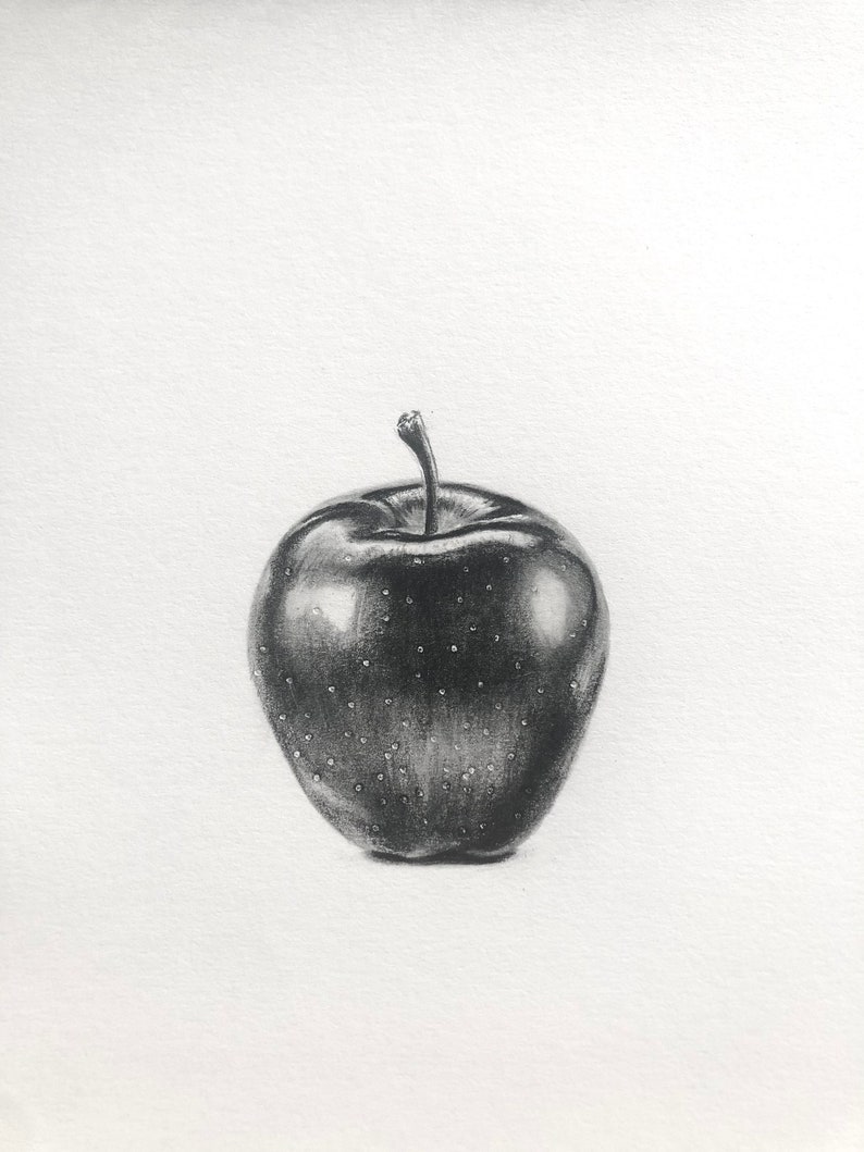 Apple Original Pencil Drawing. Original Art Apple Print. Kitchen Art ...