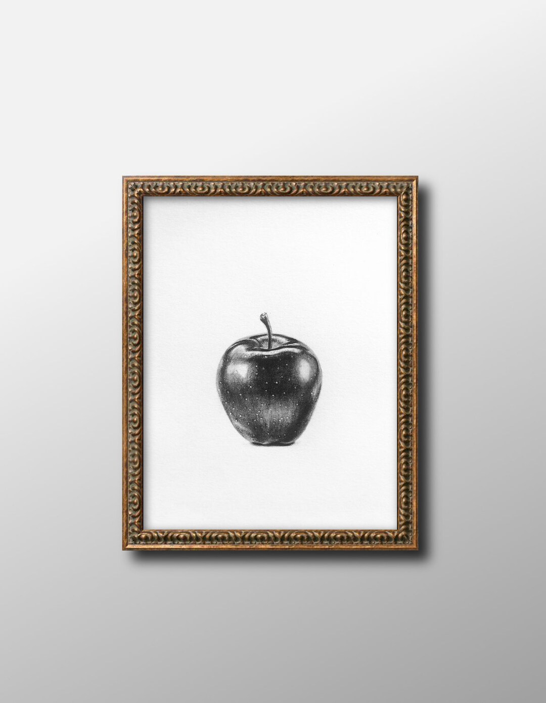 Apple Original Pencil Drawing. Original Art Apple Print. Kitchen Art ...