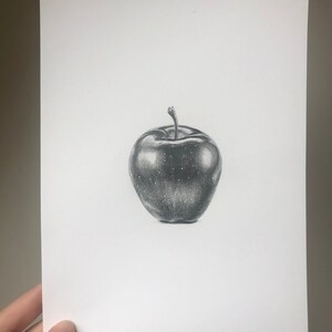 Apple Original Pencil Drawing. Original Art Apple Print. - Etsy