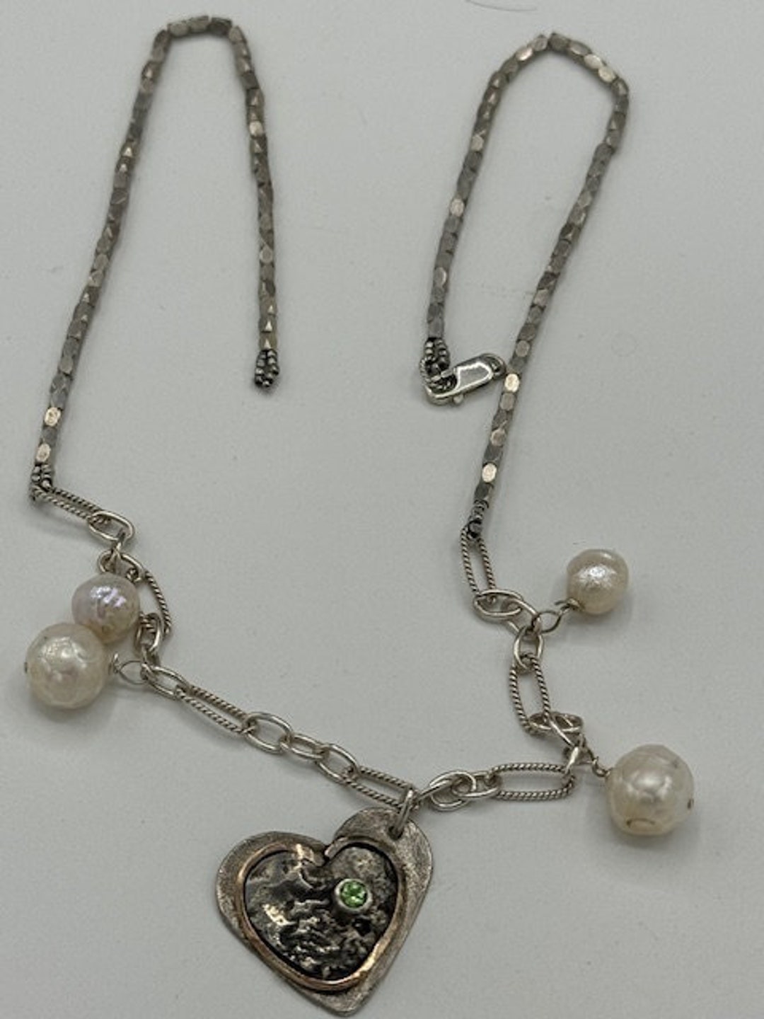 Sterling Silver Heart Necklace With Tsavorite Garnet - Etsy