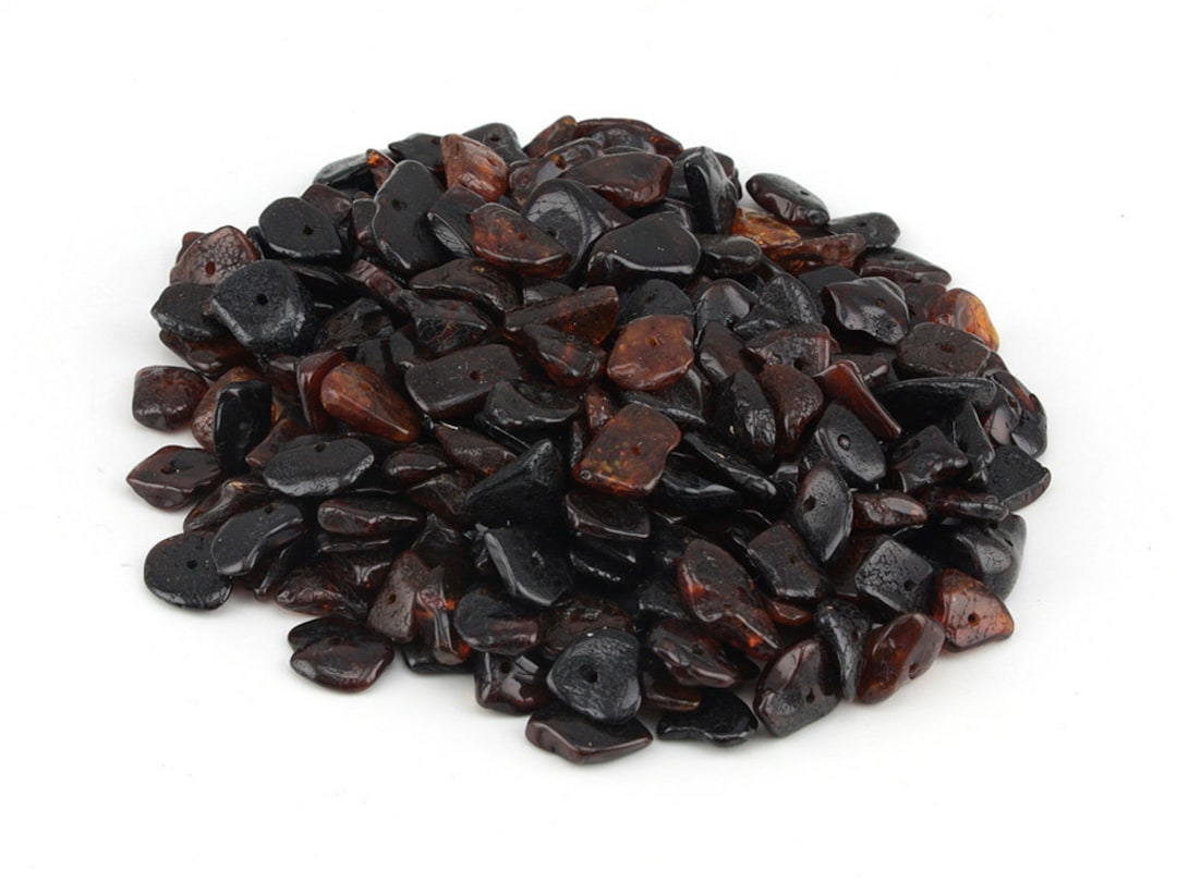Natural Baltic Amber Beads Dark Cherry Black Color Polished Chips ...
