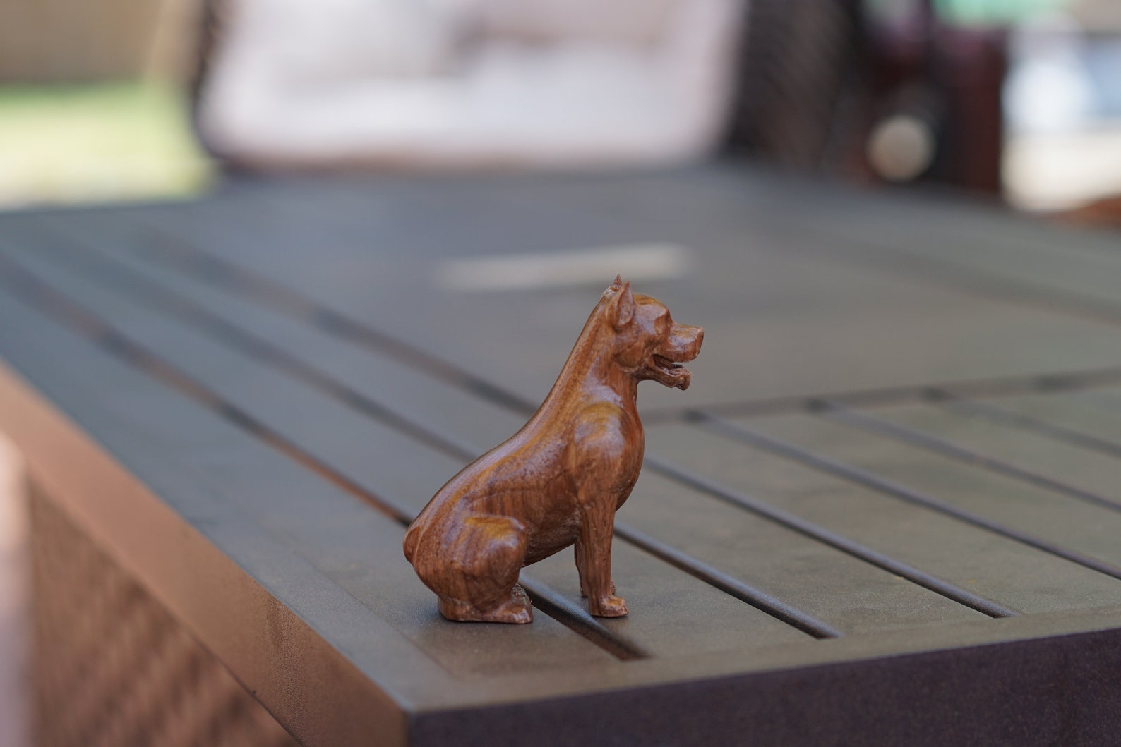 Carved Wooden Pitbull Sculpture | Memorial Pet Figurine | Customizable ...