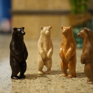 Wooden Bear Statue. Made From Different Hardwoods. Standing Pose ...