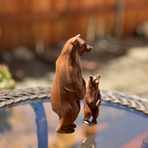 Wooden Bear Statue. Carved From a Solid Block of Walnut. Standing Pose ...