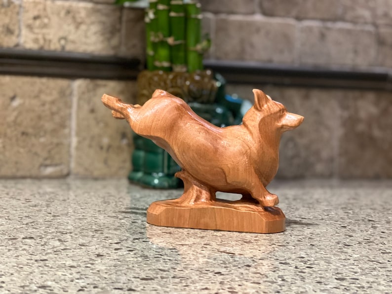 Corgi Satue or Sculpture. Carved From a Solid Block of Cherry. This ...