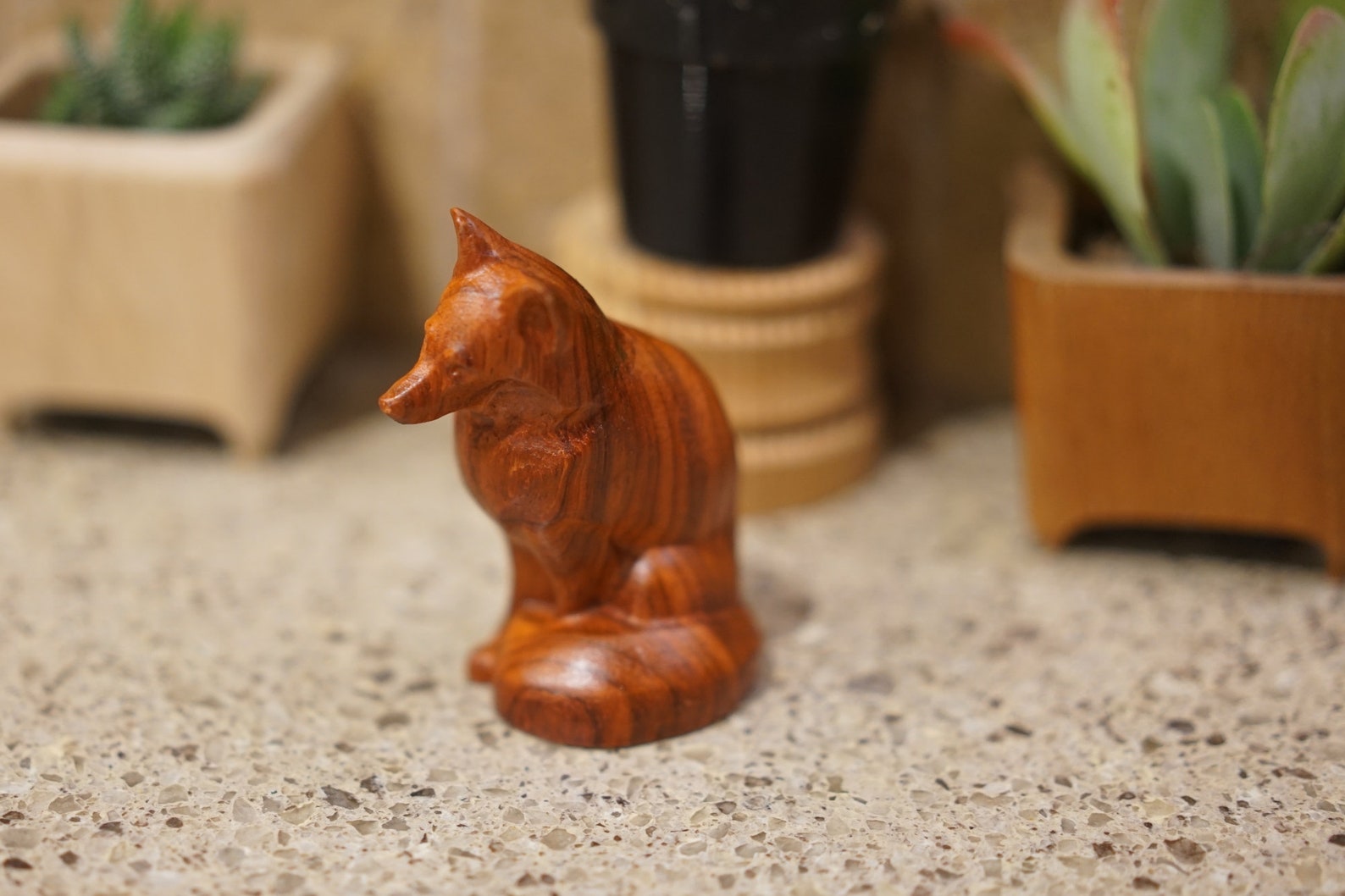 Wooden Fox Figurine. Fox Sculpture. Made of African Mahogany | Etsy