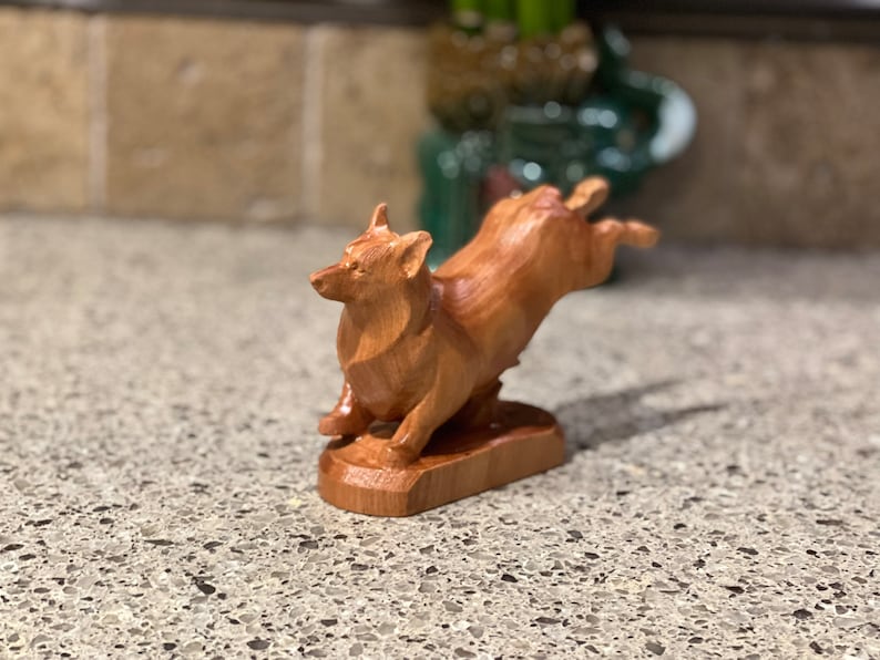 Corgi Satue or Sculpture. Carved From a Solid Block of Cherry. This ...