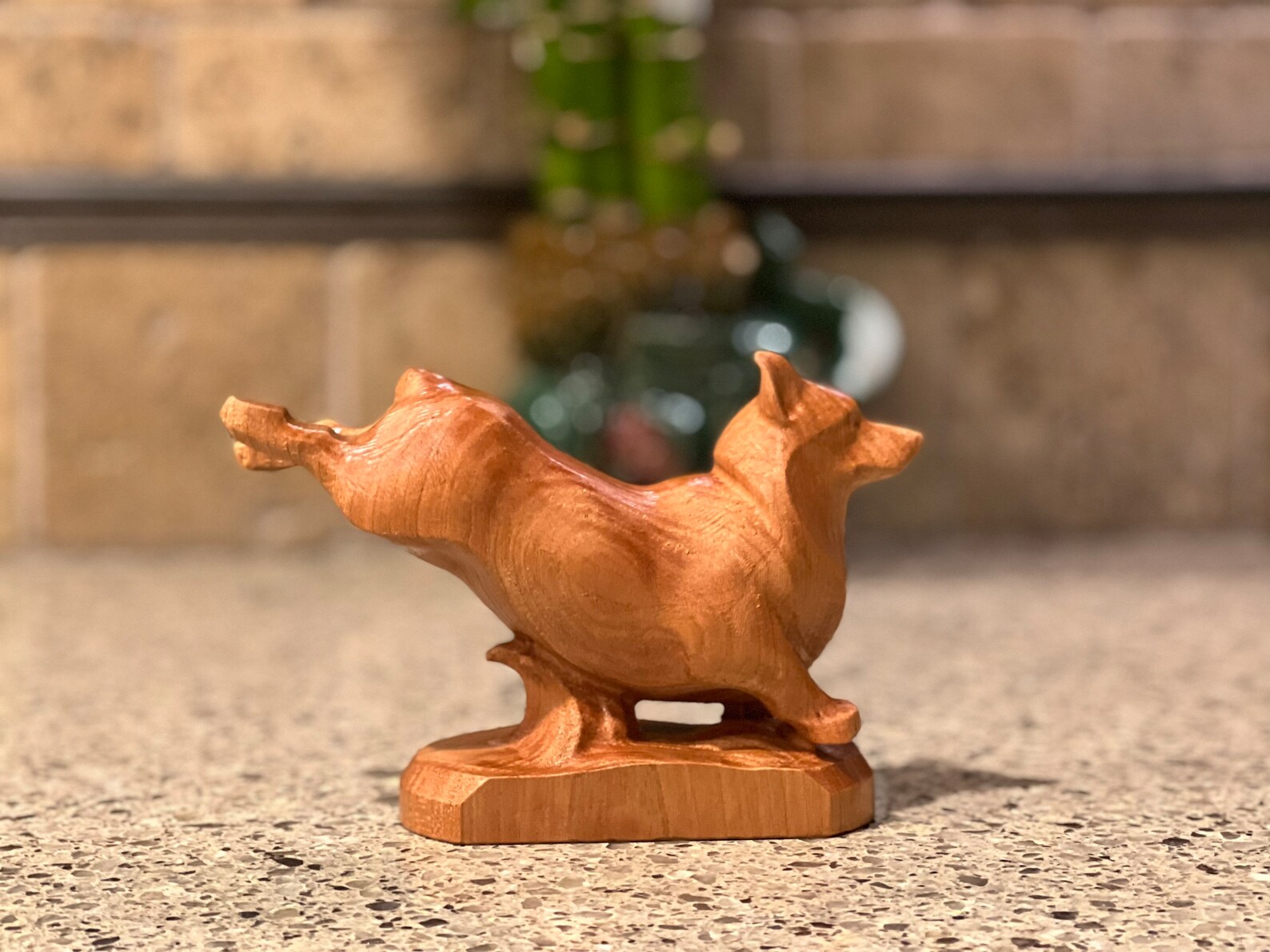 Corgi Satue or Sculpture. Carved From a Solid Block of Cherry. This ...