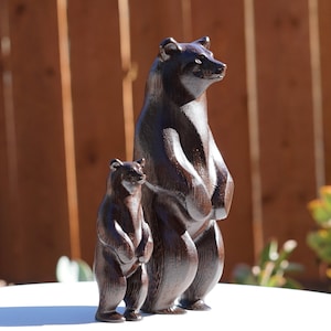 Wooden Bear Statue. Carved From a Solid Block of Wenge. Standing Pose ...